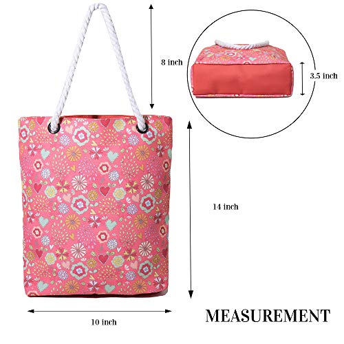 PattyCandy Coral Floral Flowers Design Pattern Rope Handle Womens Tote Bag