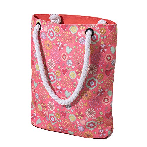 PattyCandy Coral Floral Flowers Design Pattern Rope Handle Womens Tote Bag