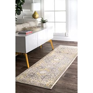 nuloom minta vintage runner rug, 2′ 6″ x 10′, gold