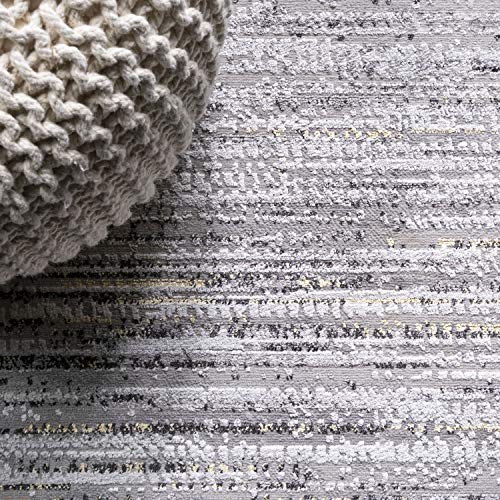 JONATHAN Y SOR200A-3 Loom Modern Strie' Indoor Area-Rug Solid Striped Casual Transitional Easy-Cleaning Bedroom Kitchen Living Room Non Shedding, 3 ft x 5 ft, Gray/Black