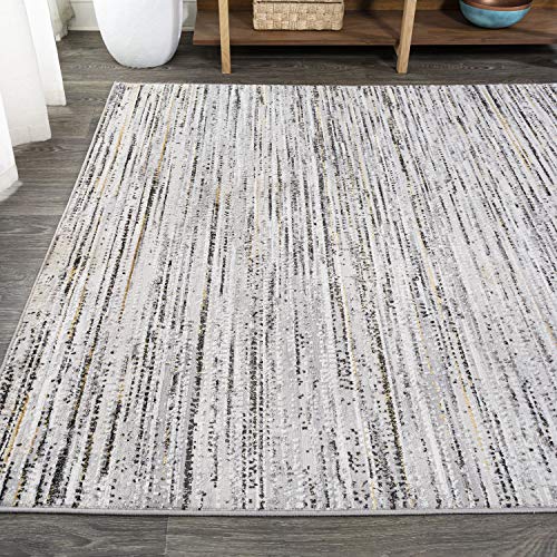 JONATHAN Y SOR200A-3 Loom Modern Strie' Indoor Area-Rug Solid Striped Casual Transitional Easy-Cleaning Bedroom Kitchen Living Room Non Shedding, 3 ft x 5 ft, Gray/Black