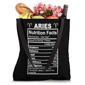 Aries Nutrition Facts Tote Bag