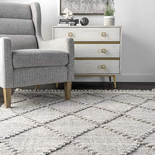 nuLOOM Skylar Textured Trellis Tasseled Runner Rug, 2' x 6', Beige