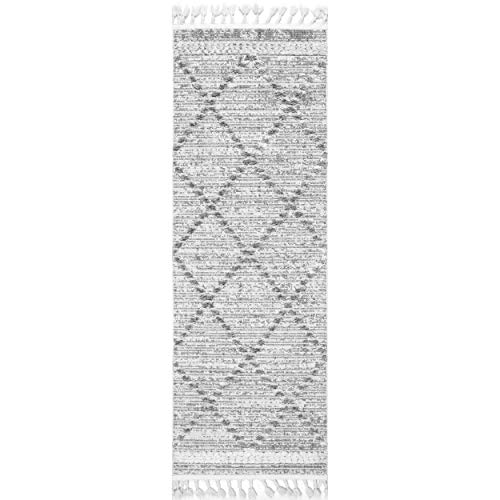 nuLOOM Skylar Textured Trellis Tasseled Runner Rug, 2' x 6', Beige