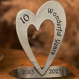 English Pewter Company 10th Tenth Tin Ten Year Wedding Anniversary Heart Keepsake Gift Personalised With Your Years [ANN100]