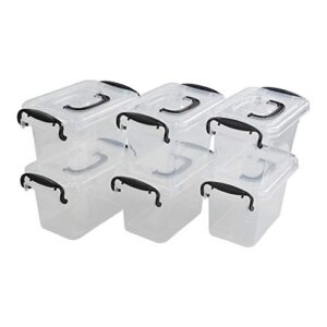 fiazony plastic clear storage box, multi-purpose bin with lid, 1.5 l, 6-pack