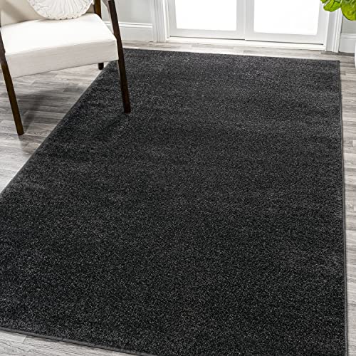 JONATHAN Y SEU100I-4 Haze Solid Low-Pile Indoor Area-Rug Casual Contemporary Solid Traditional Easy-Cleaning Bedroom Kitchen Living Room Non Shedding, 4 ft x 6 ft, Black