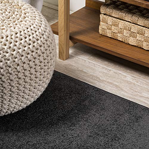 JONATHAN Y SEU100I-4 Haze Solid Low-Pile Indoor Area-Rug Casual Contemporary Solid Traditional Easy-Cleaning Bedroom Kitchen Living Room Non Shedding, 4 ft x 6 ft, Black