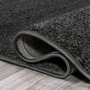 JONATHAN Y SEU100I-4 Haze Solid Low-Pile Indoor Area-Rug Casual Contemporary Solid Traditional Easy-Cleaning Bedroom Kitchen Living Room Non Shedding, 4 ft x 6 ft, Black