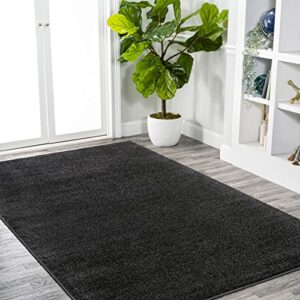 JONATHAN Y SEU100I-4 Haze Solid Low-Pile Indoor Area-Rug Casual Contemporary Solid Traditional Easy-Cleaning Bedroom Kitchen Living Room Non Shedding, 4 ft x 6 ft, Black