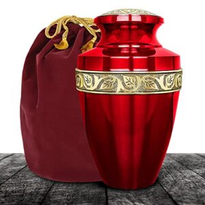 trupoint memorials cremation urns for human ashes – decorative urns, urns for human ashes female & male, urns for ashes adult female, funeral urns – red, extra large