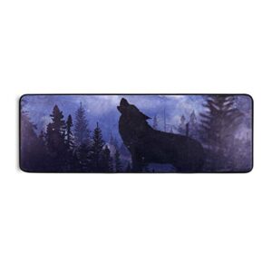 Howling Wolf Kitchen Rugs Non-Slip Soft Doormats Bath Carpet Floor Runner Area Rugs for Home Dining Living Room Bedroom 72" X 24"