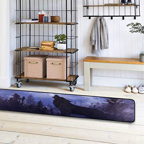 Howling Wolf Kitchen Rugs Non-Slip Soft Doormats Bath Carpet Floor Runner Area Rugs for Home Dining Living Room Bedroom 72" X 24"