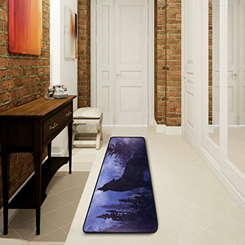 Howling Wolf Kitchen Rugs Non-Slip Soft Doormats Bath Carpet Floor Runner Area Rugs for Home Dining Living Room Bedroom 72" X 24"