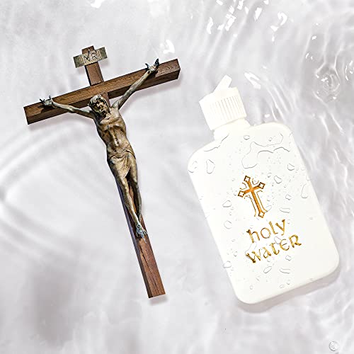 RONRONS 6 Pieces Empty Holy Water Bottles Set, 100ml Catholic Christian Holy Water Bottle Gold Cross Holds Container, Refillable Party Water Bottle for Christian Religious Easter Decorative Supplies