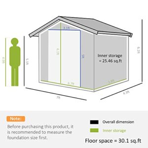 Outsunny 7' x 4' Steel Storage Shed Organizer, Garden Tool House with 4 Vents and 2 Easy Sliding Doors for Backyard, Patio, Garage, Lawn, Dark Grey