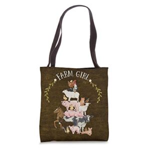 farm animal friends farm girl country lover farm family tote bag