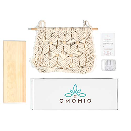 OMOMIO Macrame Wall Hanging Shelf - Bohemian Wall Decor for Bedroom - Woven Rope Macrame Wall Art as Boho Bathroom Shelf Decor - Macrame Shelf Wall Hanging Plant Hanger with Crochet Wall Hangings