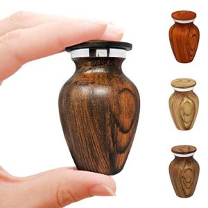 small keepsake cremation urn for human ashes with wood grain finish choose from 4 unique woodgrains mini metal sharing personal funeral urn for pet or human ashes (red cherry)