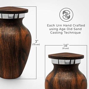 Small Keepsake Cremation Urn For Human Ashes With Wood Grain Finish Choose From 4 Unique Woodgrains Mini Metal Sharing Personal Funeral Urn for Pet or Human Ashes (Red Cherry)