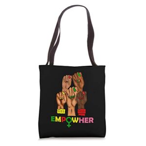 black woman nails african american black history month tote bag