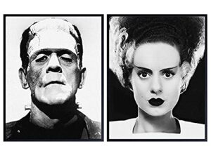 frankenstein wall art & decor set – large 11×14 – vintage hollywood scary horror monster movie posters photos pictures – goth, gothic gifts – home theater room decor for men, teens, kids bedroom