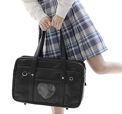 Roffatide Japanese JK Uniform Bag Heart Shape Window Ita Bag Girls Women Purse Cosplay Satchels for Lolita Comic Shoulder Bag