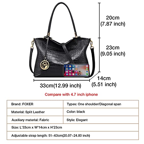 Leather Handbags for Women, Split Leather Large Capacity Zipper Closure Ladies Top-handle Handbags Womens Roomy Tote Purses Women's Fashion Shoulder Bag Handbag (Black1)