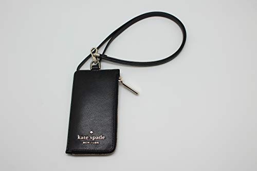 Kate Spade New York Leather Card Case Staci Lanyard Card Holder Black