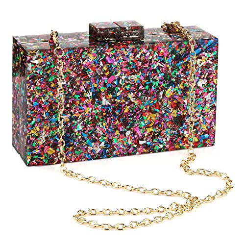 Women Clutches Evening Bags Acrylic Multicolor Purses and Handbags Shoulder Cross Body Bag Formal Wedding Prom Party Clutch Purses (Multi-colored)