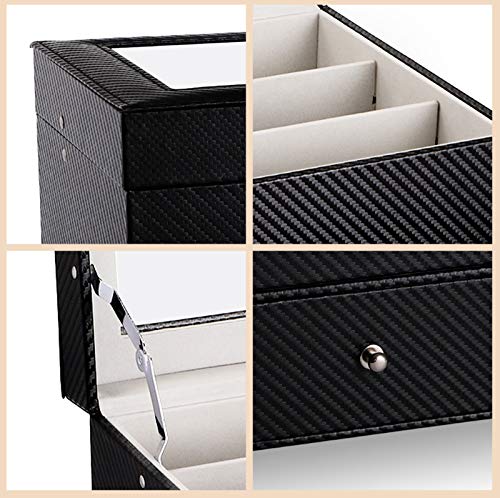 Nicunom 18 Slots Sunglasses Organizer Collector Eyeglasses Sunglass Glasses Storage Box Eyeglasses Eyewear Display Case with Drawer, Lockable, Black