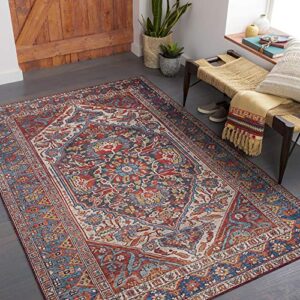 artistic weavers garritt medallion oriental area rug, 2’3″ x 3’9″, red/blue