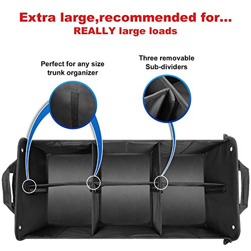 HAOKAY Large Trunk orgnaizer, SUV Trunk Organizer, Car Storage Organizer, Premium Multi Compartments Collapsible Car Organizer Fable Cover