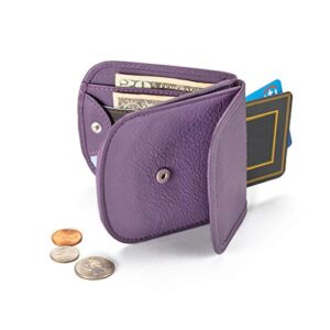 Taxi Wallet - Soft Leather, Purple – A Simple, Compact, Front Pocket, Folding Wallet, that holds Cards, Coins, Bills, ID – for Men & Women