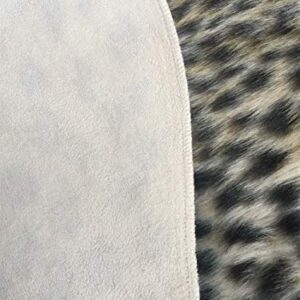 Leopard Print Rug Faux Fur Cheetah Rug Cowhide Animal Skin Mat Carpet for Office, Livingroom, Bedroom Non-Slip Home Decor 40x37Inch/ 3.2x3.1Ft