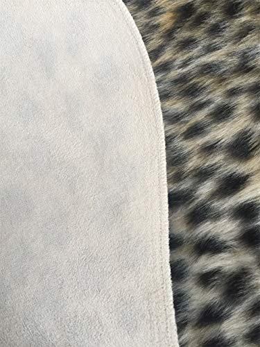 Leopard Print Rug Faux Fur Cheetah Rug Cowhide Animal Skin Mat Carpet for Office, Livingroom, Bedroom Non-Slip Home Decor 40x37Inch/ 3.2x3.1Ft