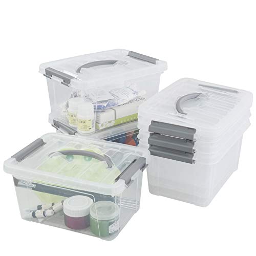 Qskely 6-Pack 6 L Plastic Storage Containers Latch Storage Box with Lids