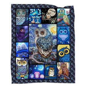 owl gifts for women, owl blanket 50”x60”, owl decor, owl receiving blankets birthday christmas owl lover gifts soft cozy flannel throw blanket for couch sofa all season owl blankets for girls