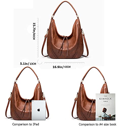 Handbags for Women,Ladies Purse,Large Designer Ladies Hobo Bag,Vintage Work Tote Bag,Girls Cross Body Shoulder Bag,Top Handle Bag (Brown)