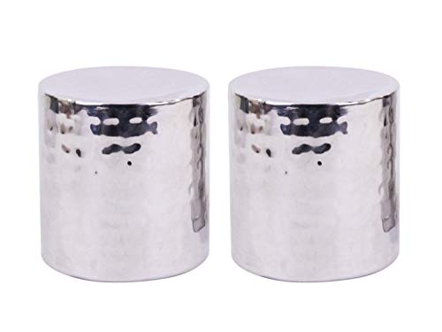 Hosley Set of 2 Silver Color Pillar (LED) Candle Holders 4" High Also usable as Vase. Ideal Gift for Wedding Party Home SPA Aromatherapy Reiki Votive Tea Light Candle Garden