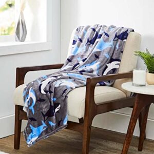 Shark Baby by Decor&More Extra Soft Throw Blanket (50" x 60") - Blue and Grey Sharks