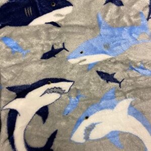 Shark Baby by Decor&More Extra Soft Throw Blanket (50" x 60") - Blue and Grey Sharks