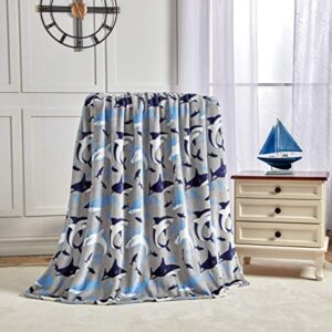 Shark Baby by Decor&More Extra Soft Throw Blanket (50" x 60") - Blue and Grey Sharks