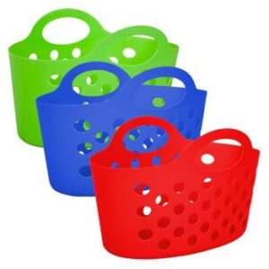 assorted multicolor basket with handles 3ct