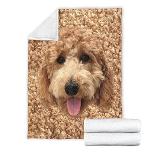 3D Cute Goldendoodle Doodle Funny Dog Mom Gift Premium Quality Sherpa Fleece Throw Blanket 3D Printed Warm Fluffy Cozy Soft Tv Bed Couch Comfy Microfiber Velvet Plush