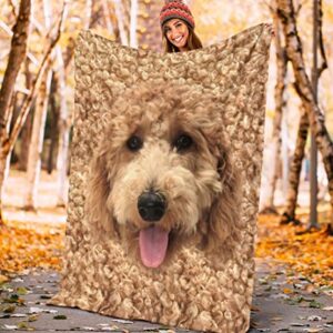 3D Cute Goldendoodle Doodle Funny Dog Mom Gift Premium Quality Sherpa Fleece Throw Blanket 3D Printed Warm Fluffy Cozy Soft Tv Bed Couch Comfy Microfiber Velvet Plush