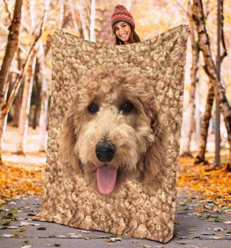 3D Cute Goldendoodle Doodle Funny Dog Mom Gift Premium Quality Sherpa Fleece Throw Blanket 3D Printed Warm Fluffy Cozy Soft Tv Bed Couch Comfy Microfiber Velvet Plush