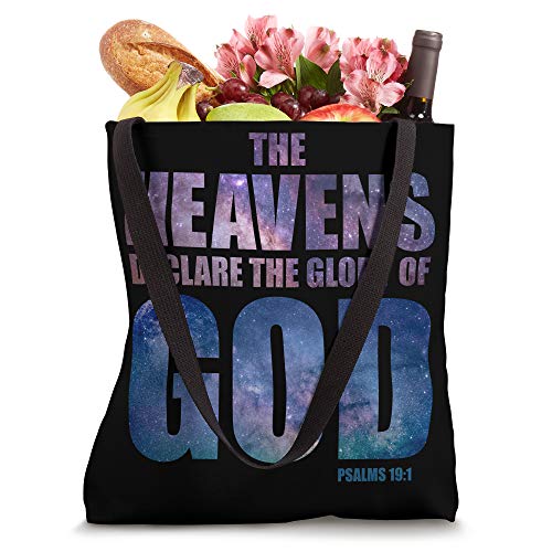 Christian Creation Galaxy Verse Heavens Declare Glory of GOD Tote Bag