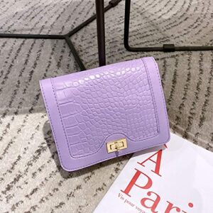 Fashion Women Shoulder Bag Solid Color Leisure Crossbody Bag Hasp Messenger Bag Handbag, Purple