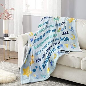 Ivivis New Mom Gifts for Women, Mom to be Gift Blanket, Pregnancy Gifts for First Time Moms Mommy Expecting Mother, Gender Reveal Gifts Ideas for Her, Elephant Fleece Throw Blankets 50"x 60"